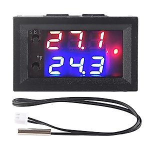 Eujgoov Digital Display Microcomputer Thermostat Temperature Controller Switch Temperature Sensor Microcomputer Thermostat for Air Conditioning System DC12V