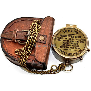 to My Son Engraved Brass Compass Gift to My Son/Nautical Gift for Son from Dad/Gift to Son from Mom/Gift for Son,Father Son Gift,Mother Son Gift,Love Mom,Son from Mom, Love Dad/with Leather Case