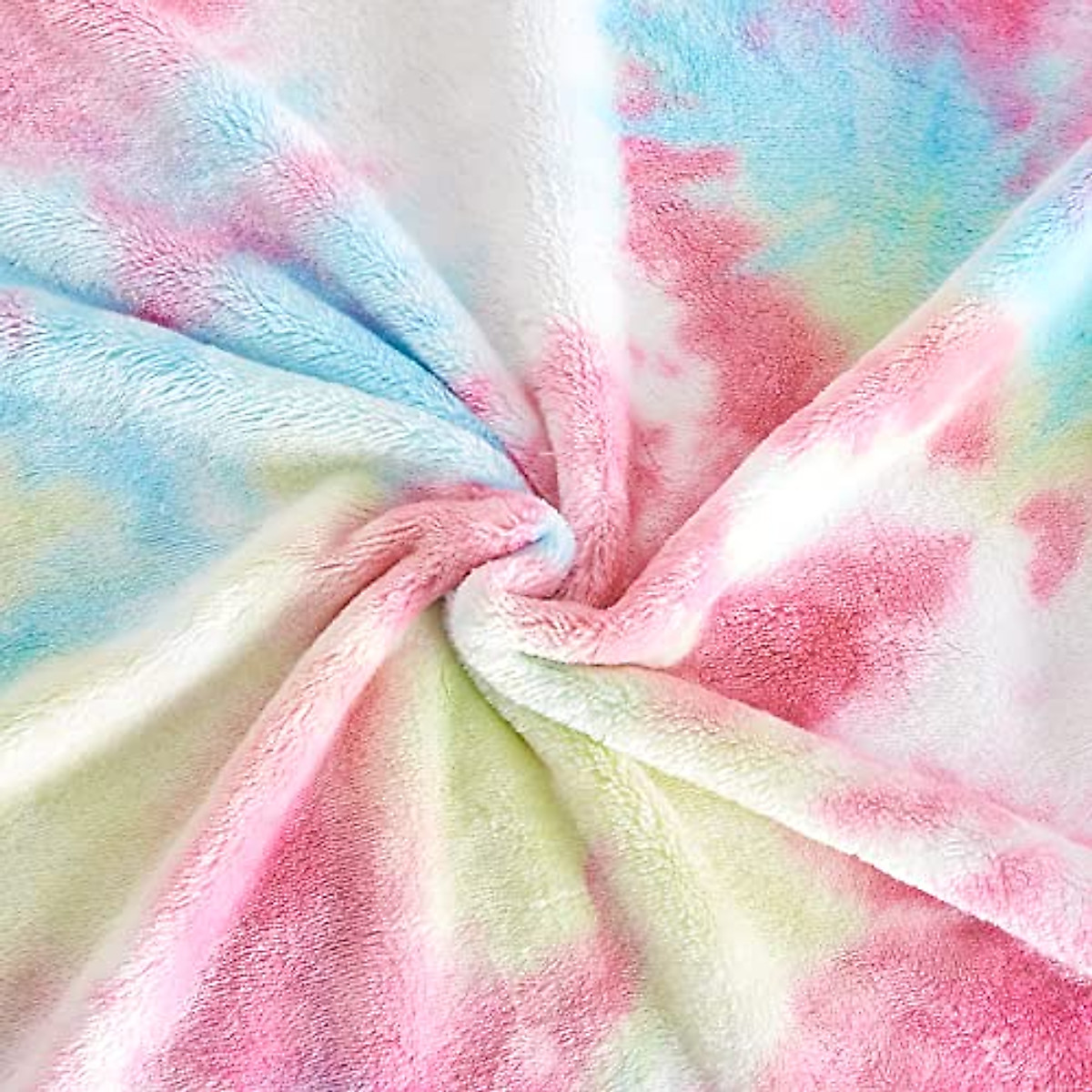 DANGTOP Rainbow Throw Blanket, Unique Tie dye Flannel Blanket for Girls, Soft Cute Decorative Throw Blanket, Warm Cozy Fuzzy Fleece Blanket for Adults Kid's Gift （Flannel Rainbow, 50x60 inches ）