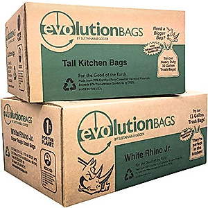 **NEW** Evolution Trash Bag Tall Kitchen DRAWSTRING, 100 bags/box, made with 70% CERTIFIED PCR material