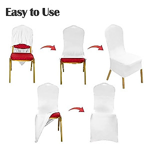 Vencede 10pcs White Stretch Spandex Chair Cover, Chair Covers for Wedding, Universal Fitted Chair Cover Protector for Party, Banquet, Event, Hotel（White 10PCS）