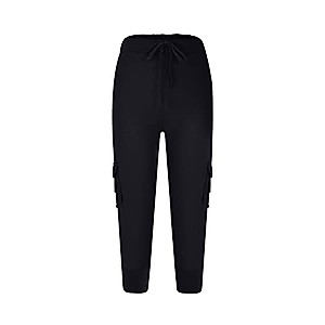 XUNRYAN Cargo Pants Womens Bootcut Yoga Workout Cropped Trousers Stretch Waist Athletic Fitness Sweatpants Casual Capri Pants