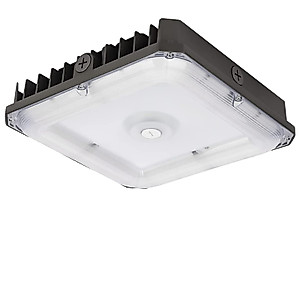 LED Canopy Light with Selectable Wattage (80/60/40W) and 3CCT (5000/4000/3500K), 10"x10" Square LED Gas Station Light,1-10V Dimmable IP65, AC100-277V UL&DLC Listed for Gas Station Warehouse (1 Pack)