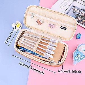 Oyachic Big Capacity Pencil Case Telescopic Pencil Pouch Zipper Pen Bag Canvas Markers Organization Makeup Bag Box Pencil Holder Office Supplies