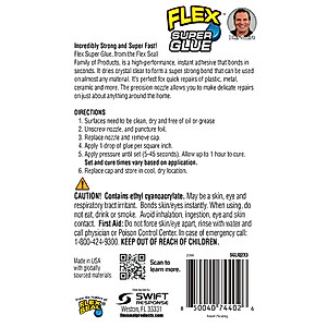 Flex Super Glue Liquid, Clear, Two 3 Gram Tubes, (Pack of 1)