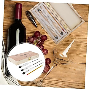 4 Pieces Meter Vinometer Meter for Liquors Liquid Meter Licorometer Hydrometer Hydrometer Spirit Wooden Box Glass