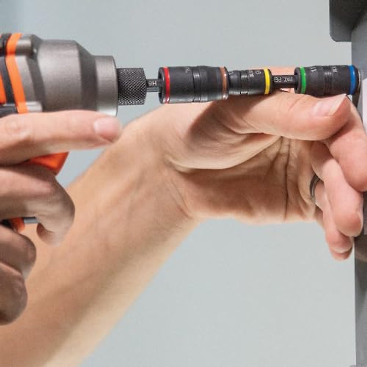 Klein Tools 32900 Impact Driver, 7-in-1 Impact Flip Socket Set with Handle, 6 Hex Driver Sizes plus a 1/4-Inch Bit Holder