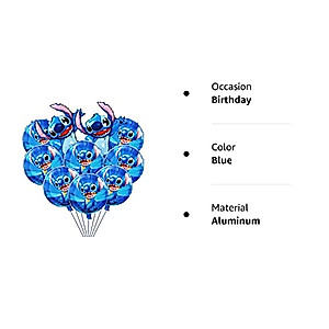 Lilo and Stitch Party Balloons Stitch Party Aluminum Film Balloons suit Stitch Birthday Party Decorations (10pcs blue）