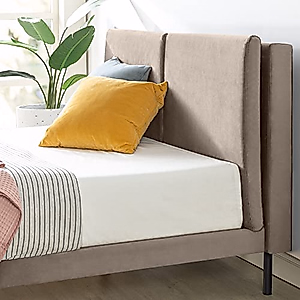 ZINUS Taylor Velvet Upholstered Platform Bed Frame with Split Headboard / Velvet Bed Frame / No Box Spring Needed / Easy Assembly, Latte, King