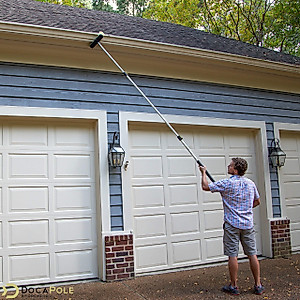 DOCA Floor Scrub Brush with Long Handle - 5-12 Ft Extension Pole (18+ Ft Reach) - Outdoor Broom - Car Wash Brush with Long Handle Also for House Siding, Deck, Patio & More