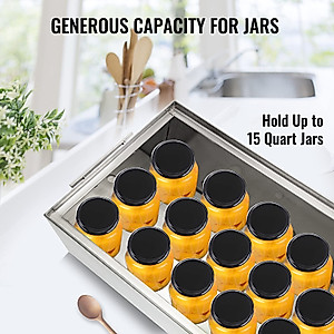 VEVOR Water Bath Canner, 15 Quart Stove Top Canner Pot with 2 Canning Racks, 304 Food Grade Stainless Steel Large Stock Pot, Flat Bottom Brushed Canner, Holds 15 Quart Jars