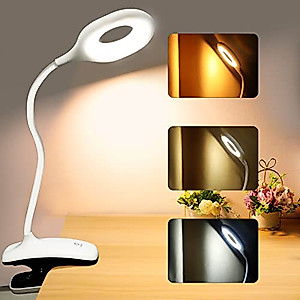 Anpro Clip on Light Reading Light,28 LED USB Desk Lamp USB Rechargeable with 3 Light Modes,Stepless Dimming,360°Flexible Adjusting Hose,Touch Control Desk Light [Energy Class A++] for Bedroom, Office