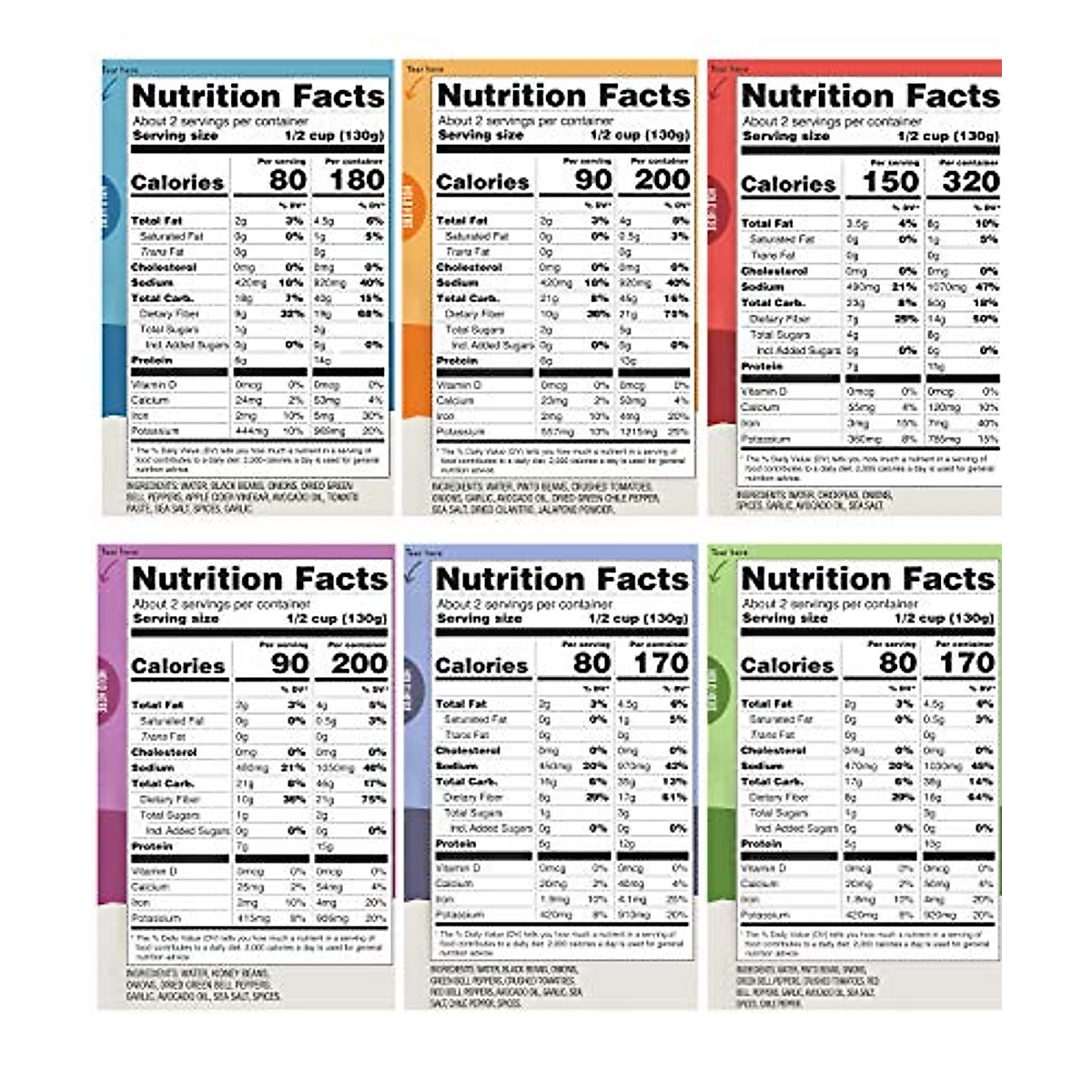 A Dozen Cousins Seasoned Microwave Beans Variety Pack - Black Beans, Garbanzo Beans, Refried Beans and More - Vegan and Vegetarian Non-GMO Meals Ready to Eat Made with Avocado Oil (6 Pack)