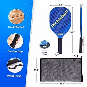GSE Pickleball Paddles Set with Lightweight Pickleball Rackets & Indoor/Outdoor Pickle-Balls & Mesh Carrying Bag for Adults, Kids, Gifts for Men Women(2 Paddles / 4 Balls)