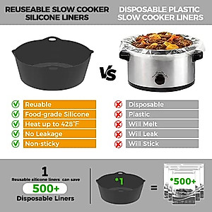 Buauty Crock Pot Liners Fit 7 Quart Oval Crockpots, Food-grade Silicone Large Size Slow Cooker Liners Leakproof & BPA Free & Dishwasher Safe & Reusable Liner Instead of Disposable Crock Pot Liner(7Quart)