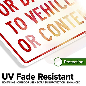 Not Responsible for Theft Or Damage To Vehicles Or Contents Sign, 10x14 Inches, Rust Free .040 Aluminum, Fade Resistant, Made in USA by My Sign Center