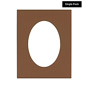 9x11 Mat Bevel Cut for 7x9 Photos - Precut Aged Oak Brown Oval Shaped Photo Mat Board Opening - Acid Free Matte to Protect Your Pictures - Bevel Cut for Family Photos, Pack of 1 Matboard Show Kit With