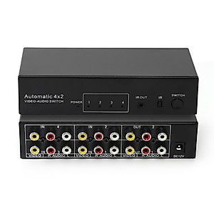 HONONJO AV SWITCHER 4 Way Converter Video Audio Selector for TV with Remote Control Video Switch Box （Electrical Volts: 110V）