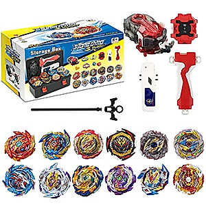Bey Battle Burst Gyro Blade Toy Set Gift with Portable Box 12 Spinning Tops 2 Two-Way Launcher Metal Fusion Attack Top Battling Game Gift for Boys Children Kids