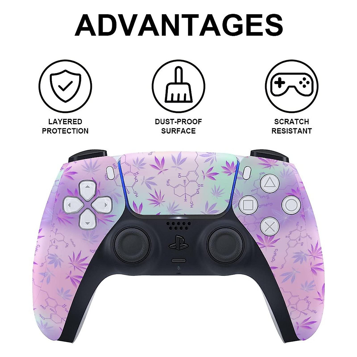 Weed Chemical Formula Full Protective Skin Cover Design Wrap Decal Sticker Compatible with PS5 Disk Version Console and Controller