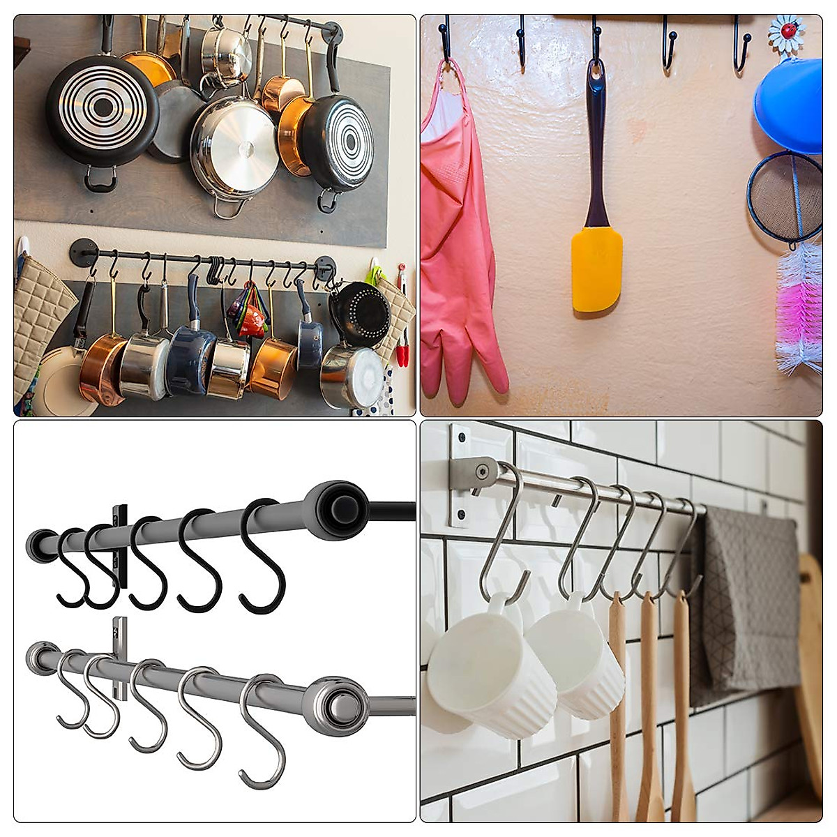 uxcell Stainless Steel S Hooks 3" Flat S Shaped Hook Hangers for Kitchen Bathroom Bedroom Storage Room Office Outdoor Multiple Uses 8pcs