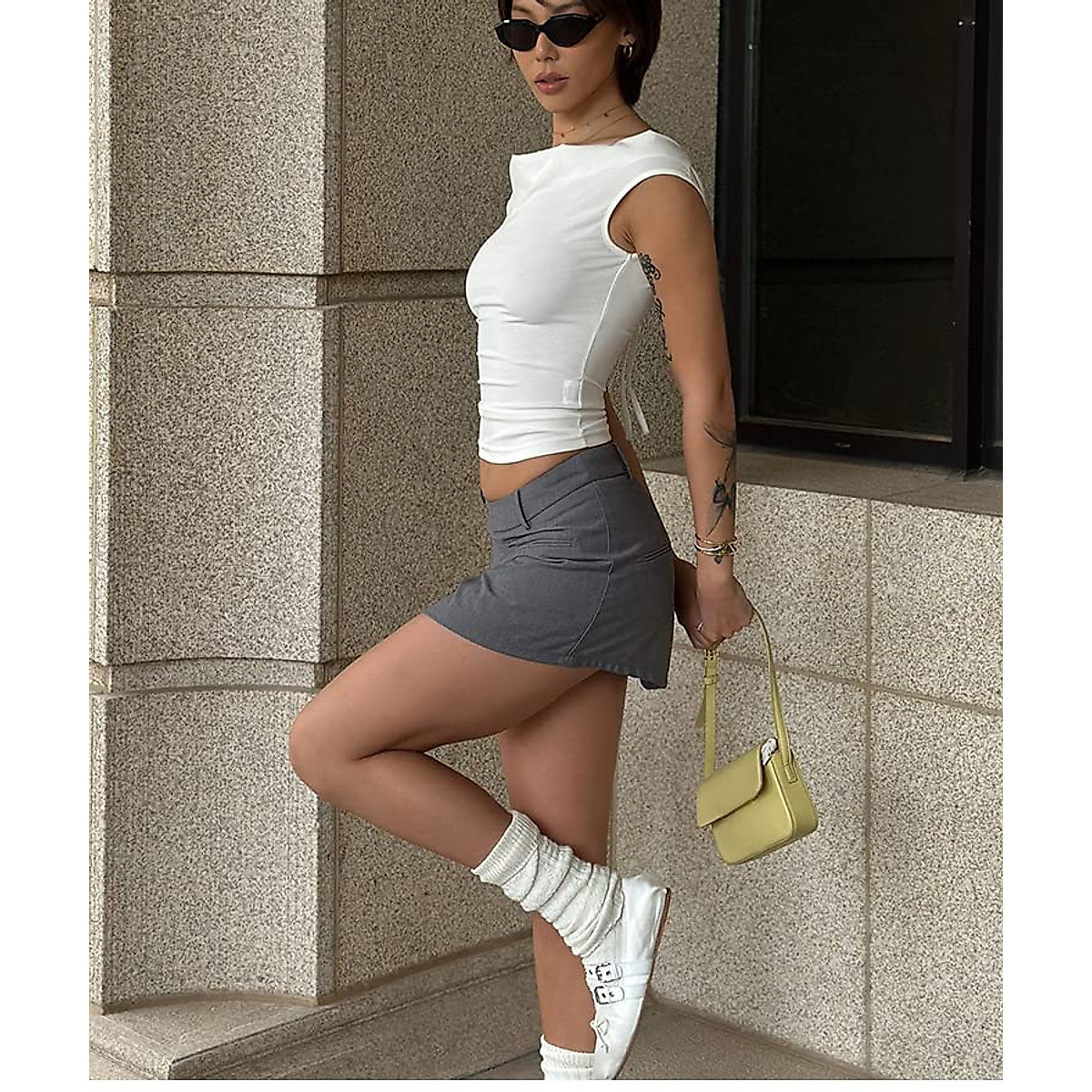 XPONNI Y2k Top Women Y2k Cowl Neck Top Off Shoulder Top Y2k Crop Top Women Backless Tops for Women (White,S,Small)