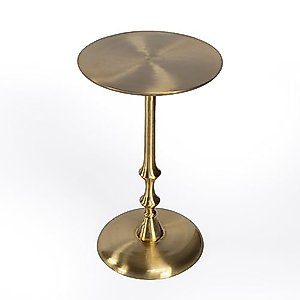 HomeRoots 19" Gold Aluminum Round Pedestal End Table