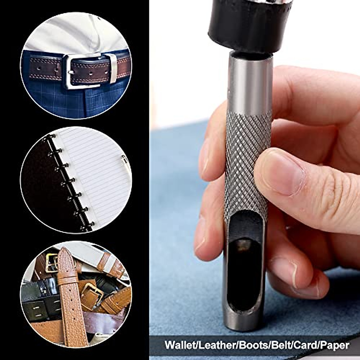 15 Pcs Leather Hole Punch,Hole Punch Set for Leather Craft,Round Steel Leather Craft Hollow Hole Punch,Hole Punch Tools for Watch Bands,Leather,Belts,Canvas,Paper (1mm to 11mm)