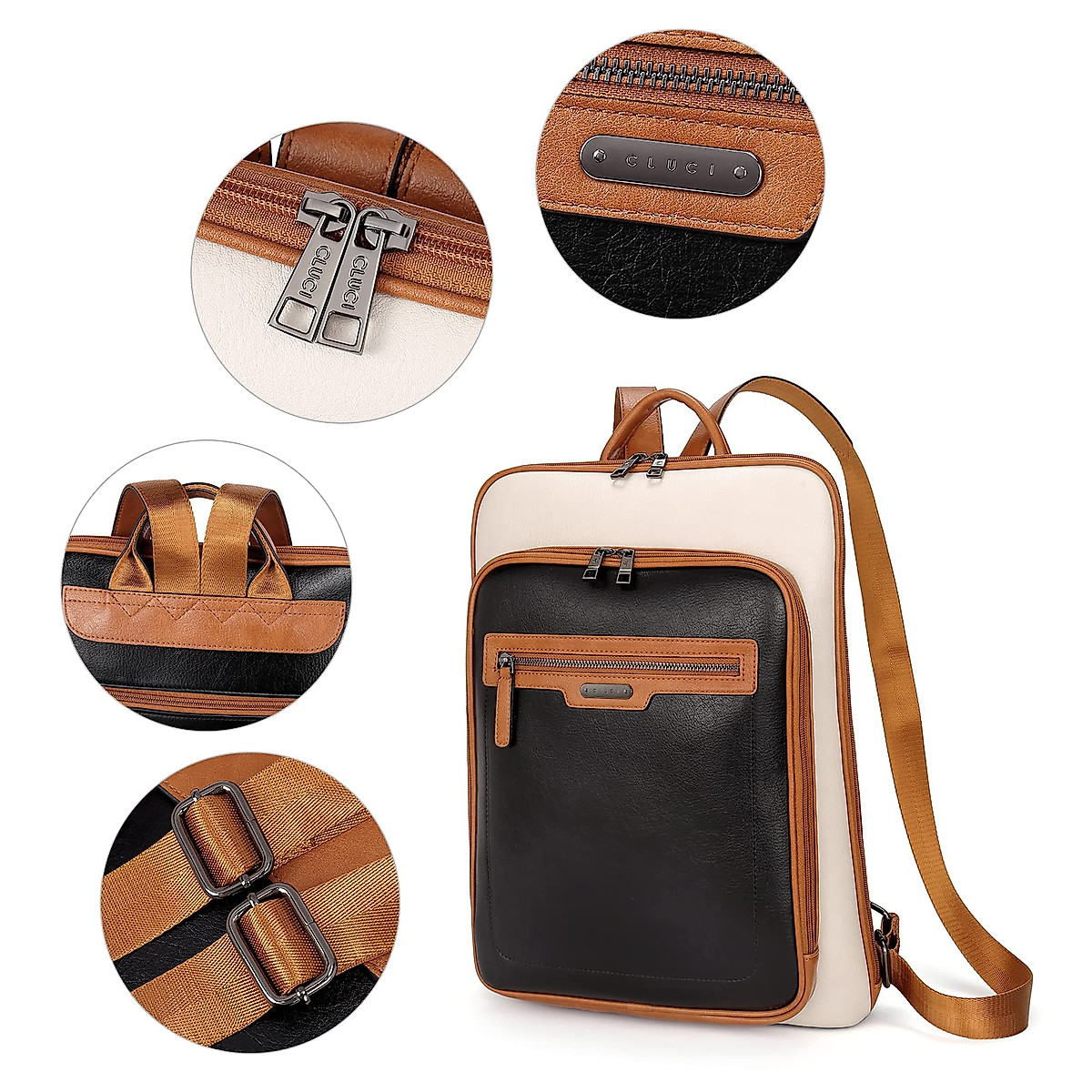 CLUCI Womens Laptop Backpack Leather Bundles with Kid's Backpack for School Boys&Girls