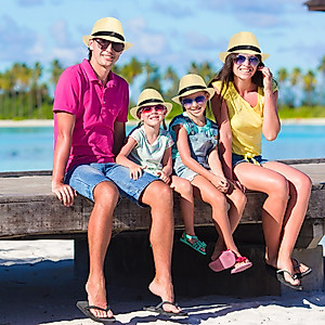 Suhine 36 Pcs Halloween Men Hat Bulk 20s Straw Short Brim Sun Panama Women Party Costume, Circumference 60 cm (Beige)