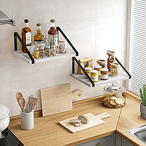 Fixwal 12 Inch Deep Shelves - White Floating Shelves, Rustic Wood Wall Shelf for Bathroom, Kitchen, Laundry Room, Living Room Decor