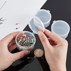 BENECREAT 40Pack 35ml Round Frosted Plastic Bead Storage Containers Box Case with Screw Top Lid for Items, Tiny Bead, Jewerlry Findings and Small Items