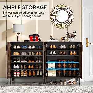 TRIBESIGNS WAY TO ORIGIN Shoe Cabinet, 20 Pairs Modern Shoe Storage Cabinet with Doors, 6-Tier Freestanding Entryway Shoe Organizer Rack for Living Room, Closet, Rustic Brown