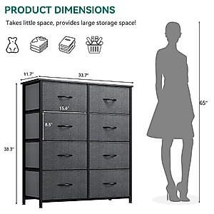 YITAHOME Dresser for Bedroom, Fabric Dresser with 8 Drawers,Tall Dresser,Chest of Drawers for Closet