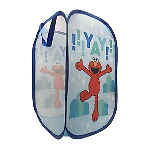 Sesame Street Elmo Yay Pop Up Hamper - Mesh Laundry Basket/Bag with Durable Handles, 22" x 14" (Official Sesame Street Product)