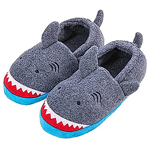 Little Kids Big Boys House Slippers, Kids Warm Slip On Home Slippers with Soft Memory Foam Cute Winter Nonslip Indoor Shark Dinosaur Soccer Dog Slippers