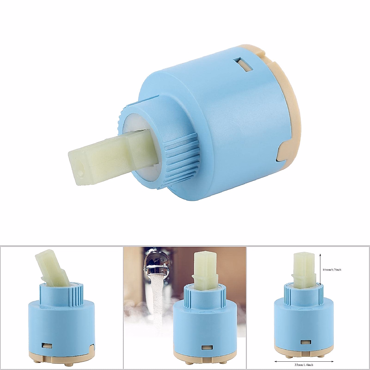 Tbest Ceramic Cartridge for Fapully Faucet,Ceramic Cartridge,35Mm Ceramic Cartridge Faucet 35Mm Ceramic Cartridge Water Mixer Tap Inner Control Faucet Valve Abs Blue Practical(35mm Diameter)