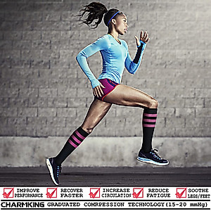 CHARMKING Compression Socks for Women & Men Circulation (3 Pairs) 15-20 mmHg is Best Athletic for Running, Flight Travel, Support, Cycling, Pregnant - Boost Performance, Durability (S/M, Multi 50)
