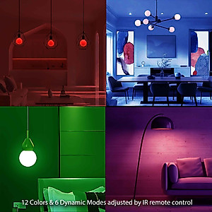 ILC G25 LED Globe Light Bulbs 6W, Remote Control Color Changing, 60W Equivatlent, Color Temprature: 4000K Natural White, CRI>95+, E26 Base, for Vanity Makeup Mirror, Bathroom (6 Pack)