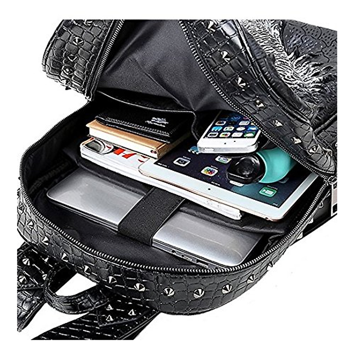 Seamand Personalized 3D Wolf PU Leather Casual Laptop Backpack School Bag