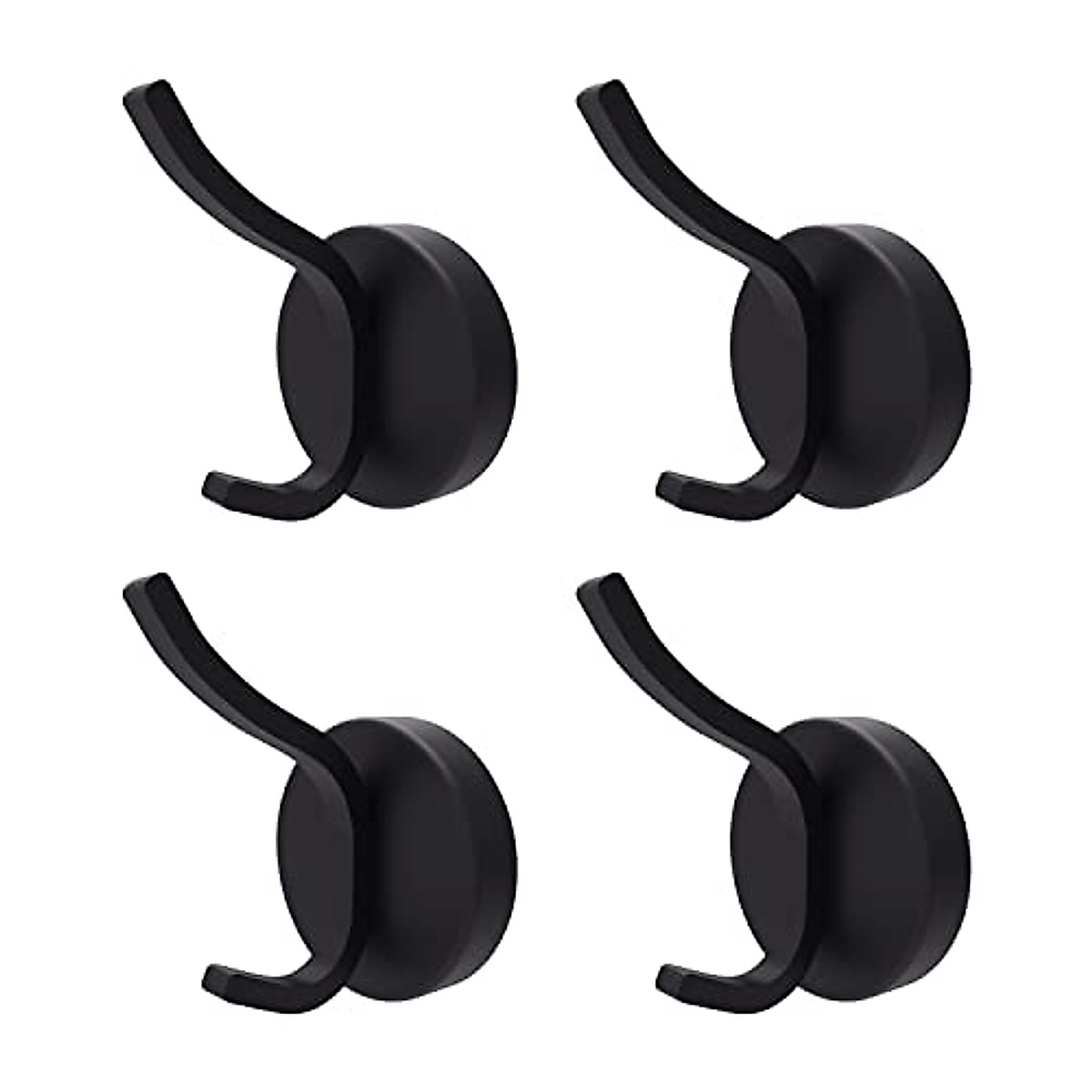 WUIVIUT Matt Black Towel Hooks Wall Hooks Heavy Duty, Wall Mounted Hook Holder for Bathroom Kitchen Pool Hotel, SUS 304 Stainless Steel Sticky Hooks for Hanging Coat Towels Robe Key Bag, 4 Pack