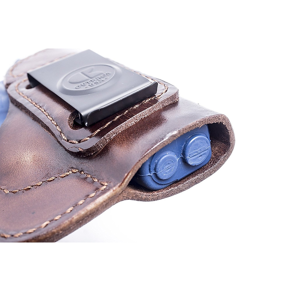 OUTBAGS USA LS2SHIELDX (Brown-Right) Full Grain Heavy Leather IWB Conceal Carry Gun Holster for Smith & Wesson M&P Shield 9mm / 40 S&W with Crimson Trace Laser. Handcrafted in USA.