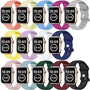 SWHAS Watch Bands Compatible with Apple Watch Bands 38mm 40mm 41mm Women Men Girls, Soft Silicone Wristbands Replacement Strap Compatible with iWatch Series 8 SE 7 6 5 4 3 2 1, 14 Pack