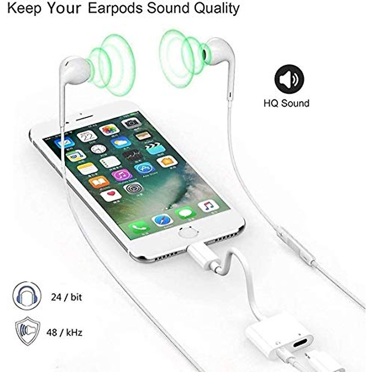 [Apple MFi Certified] 2 Pack Headphone Adapter for iPhone, iPhone Adapter for Headphone Jack and Charger 2 in 1 Lightning to 3.5mm AUX Audio + Charger Splitter for iPhone 14/13/12/11/XS/XR/X 8 7/iPad