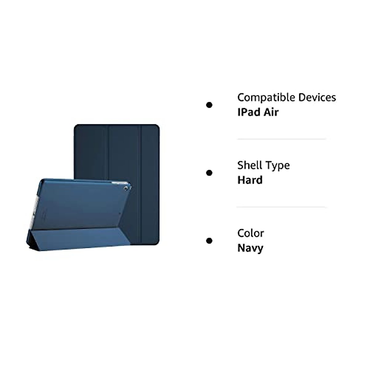 ProCase Smart Case for iPad Air 1st Edition, Ultra Slim Lightweight Stand Protective Case Shell with Translucent Frosted Back Cover for Apple iPad Air 2013 Model (A1474 A1475 A1476) -Navy