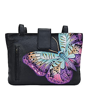 Anna by Anuschka Medium Tote, Magical Wings Black
