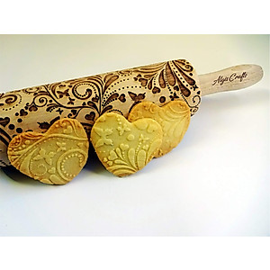 ROLLING PIN SPRING WOODDEN EMBOSSING ROLLING PIN with BUTTERFLIES and FLOWERS EMBOSSED COOKIES GIFT FOR MOTHER FRIEND