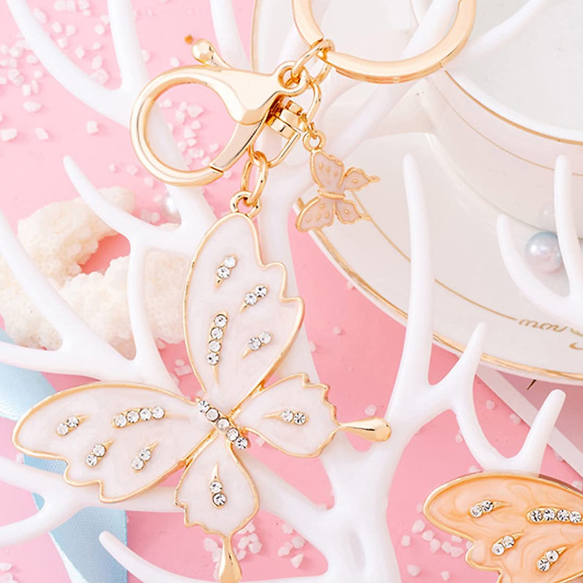 Butterfly Keychain - Cute Key Chains,Butterfly Gift,Crystal Bling Diamond keychain,Butterfly Accessories for Women Car Keys