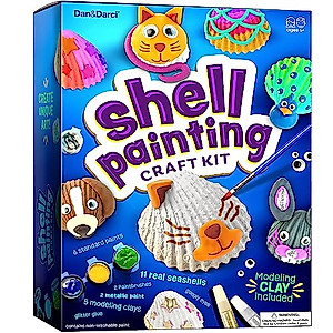 Dan&Darci Kids Sea Shell Painting Kit - Arts & Crafts Gifts for Boys and Girls - Easter Craft Activities Kits - Creative Art Activity Gift Toys for Age 6, 7, 8, 9, 10, 11 & 12 Year Old 8-12