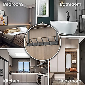 IFYON Over The Door Hooks for Hanging Clothes, Over Door Towel Racks for Bathroom, Coat Hooks for Bedroom (6-Hook, Gunmetal Gray)